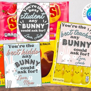Editable Easter Teacher Gift Tag, Student Gift Tag, Bunny Gift Tag ...
