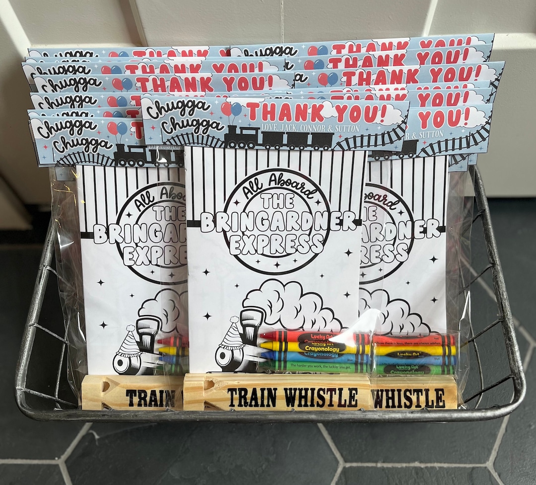 Editable Birthday Train Party Favor Label | Editable Canva Template Tag ...