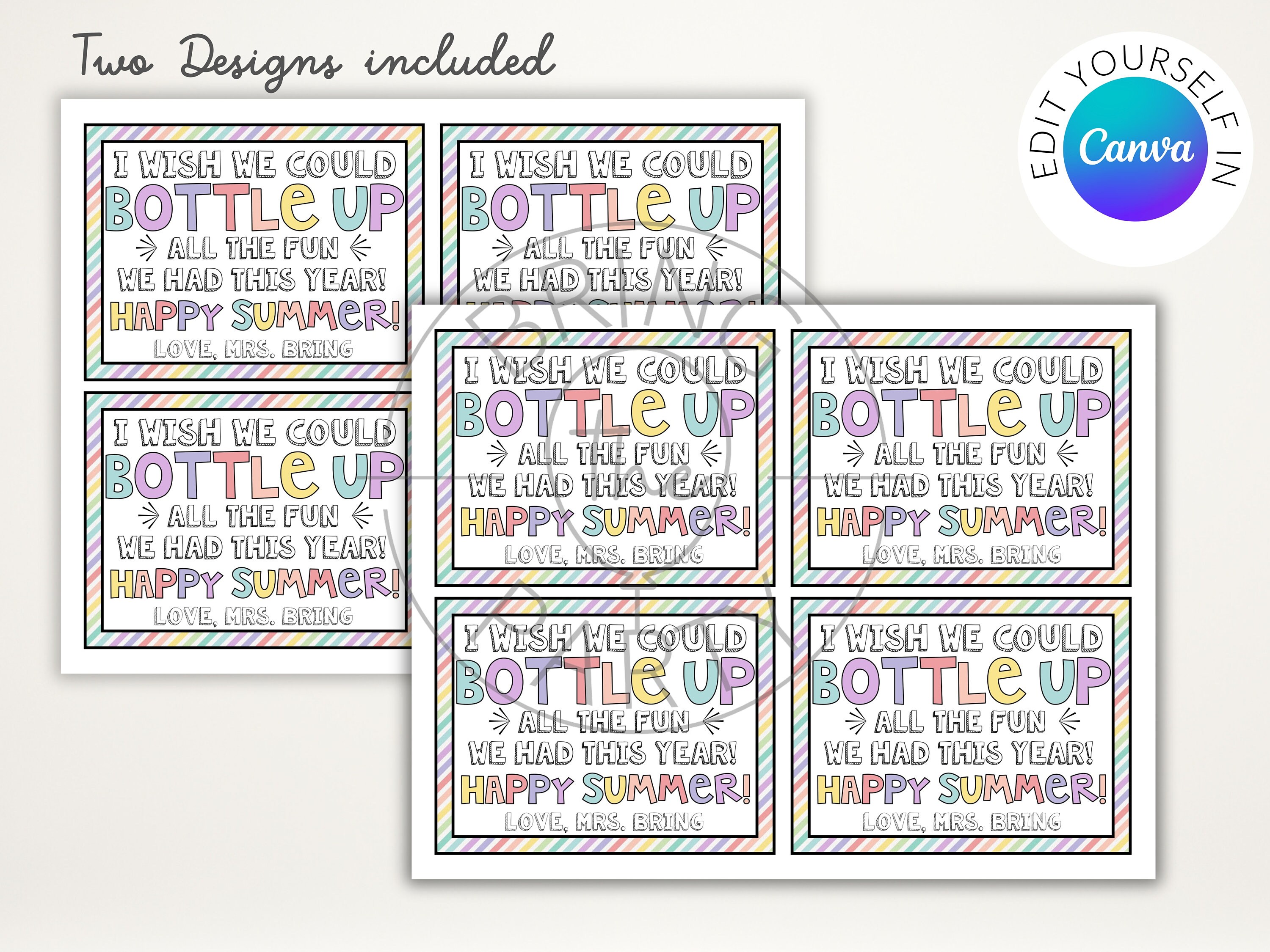 Editable End of the Year Water Bottle Student Gift Label | Student Gift ...