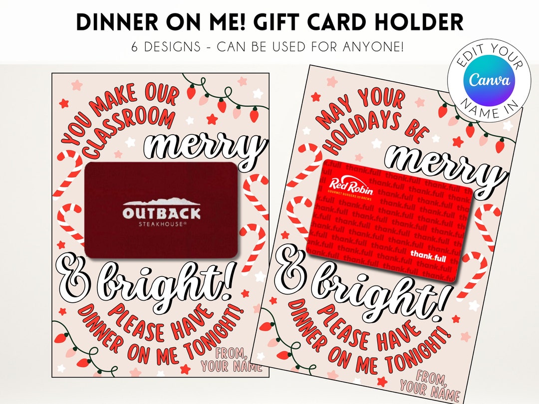 Dinner on Me Gift Card Holder for Christmas Holiday Gift - Etsy