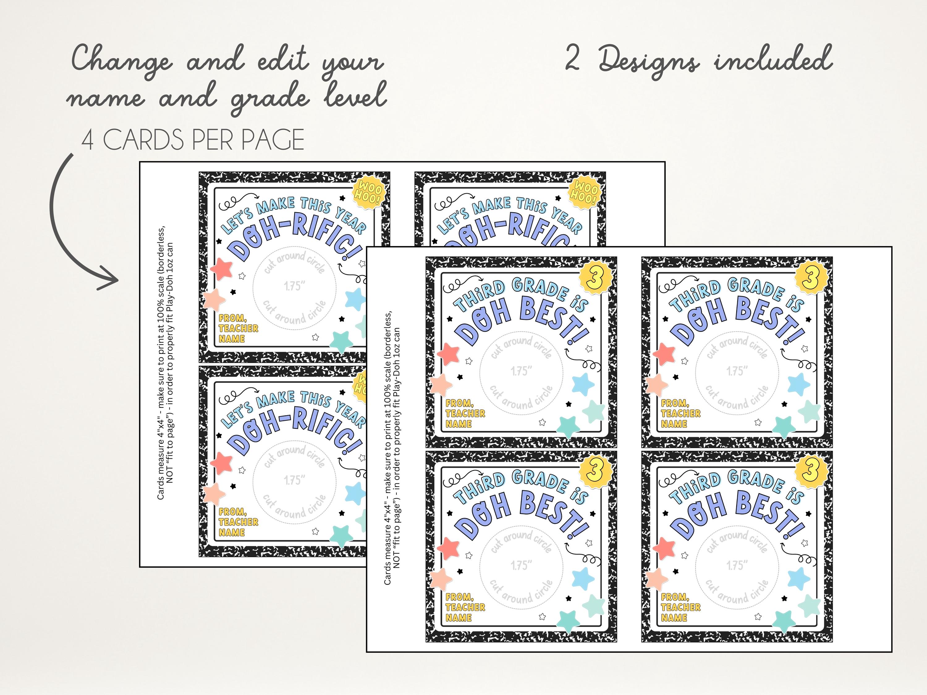 Editable First Day of School Play-doh Cards | Student Gift | Non-food ...