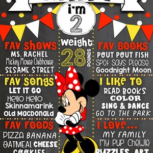 Editable MINNIE MOUSE Birthday Chalkboard Sign 20x30 | Canva Template ...