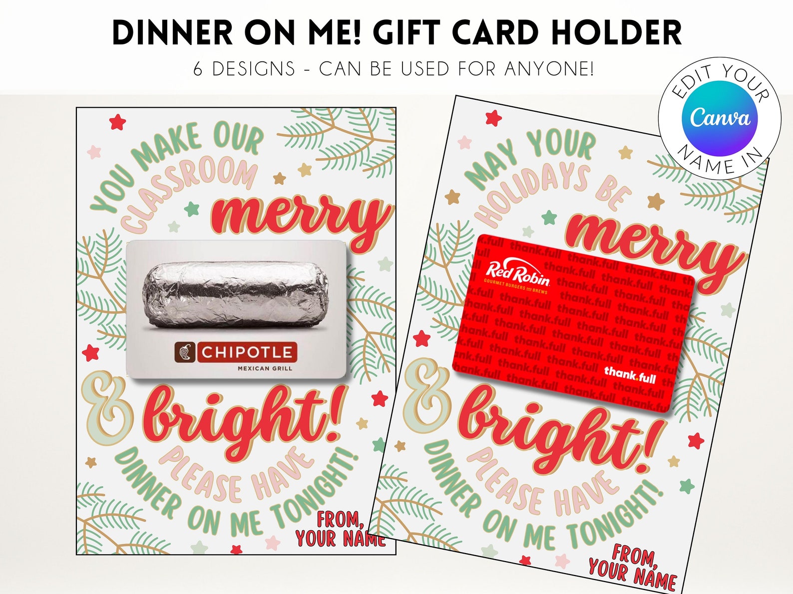 Dinner on Me Gift Card Holder for Christmas Holiday Gift | Christmas ...