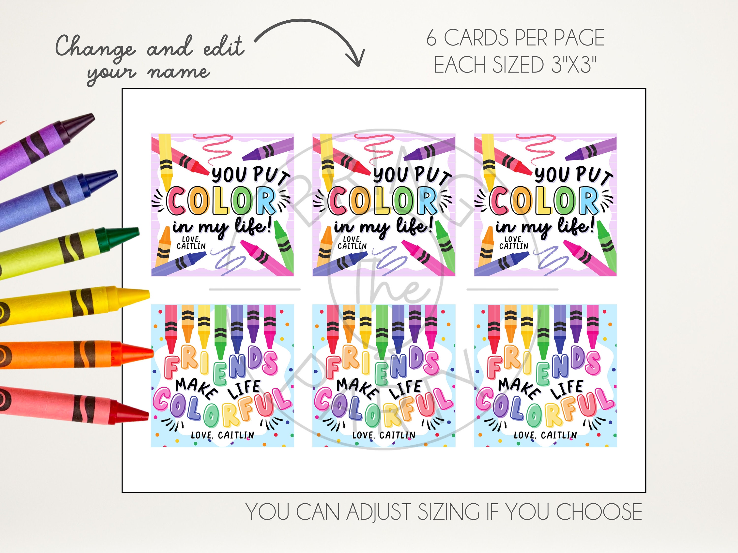 Crayon Valentine | Editable Template Valentine | Color My World ...
