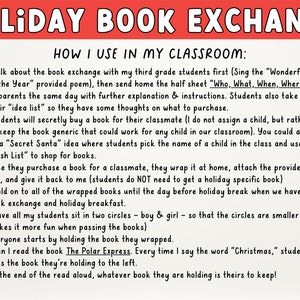 Holiday Book Exchange | Classroom Secret Santa | Book Exchange ...