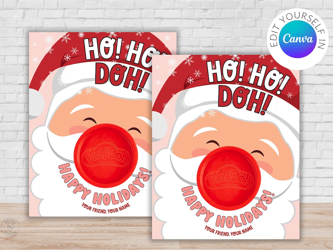 Santa Play-doh Card | Canva Template Christmas Party Favor | Non Candy ...