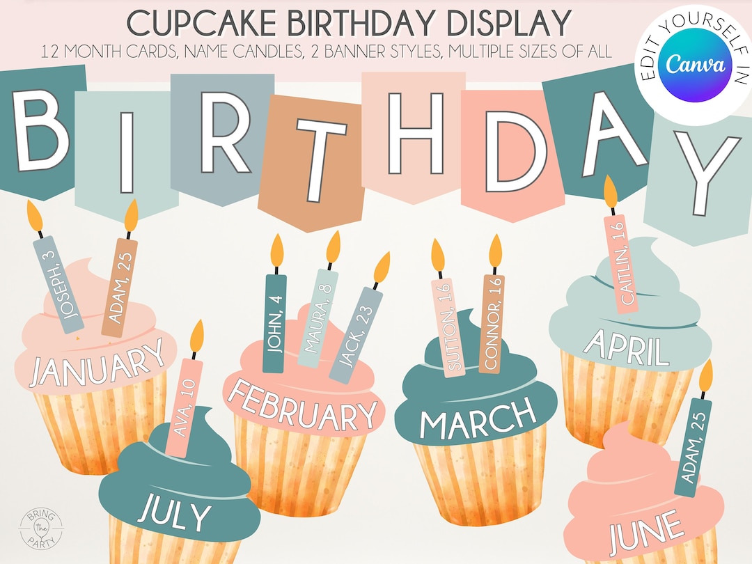 Editable Neutral Calming Colors Birthday Display Board | Classroom ...