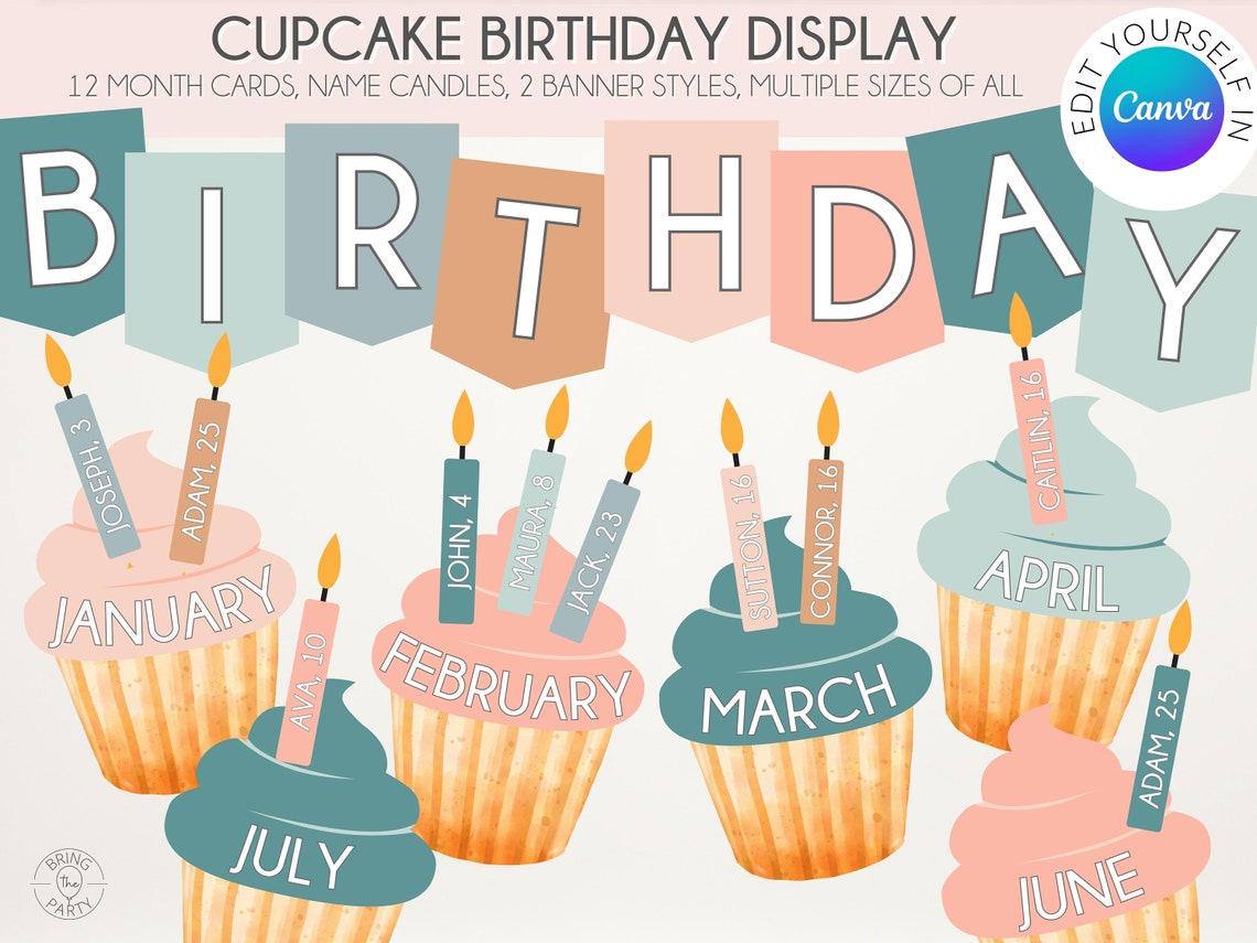Editable Neutral Calming Colors Birthday Display Board | Classroom ...