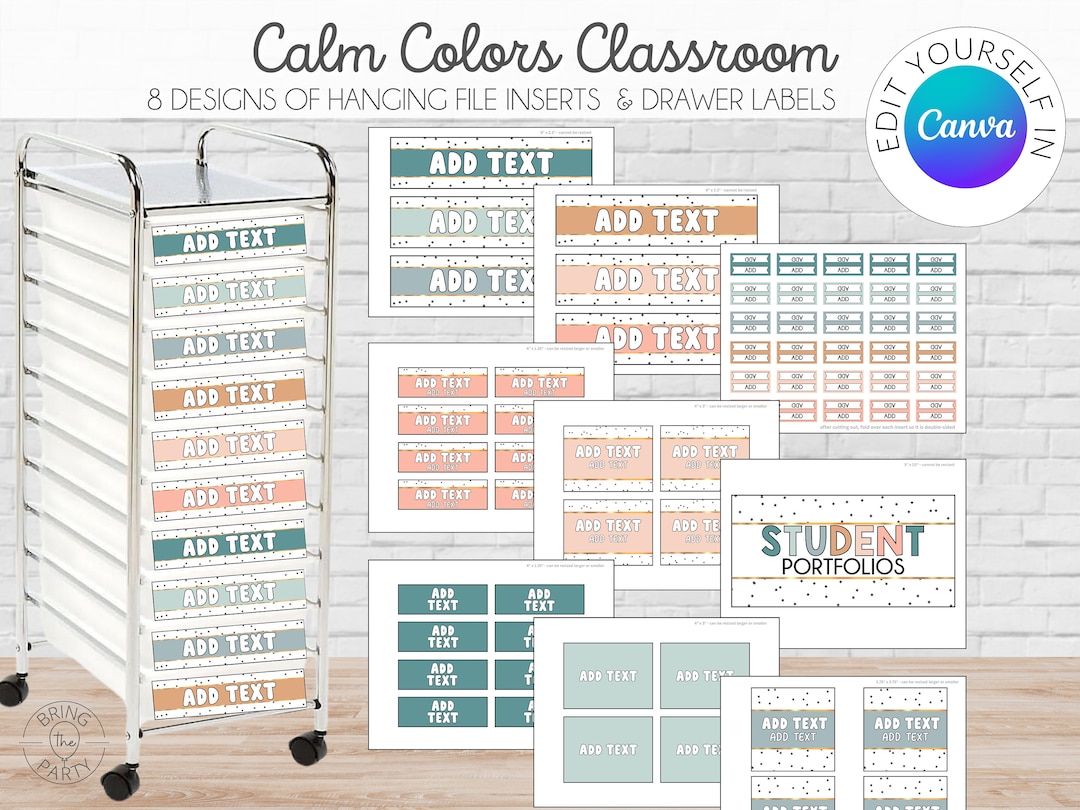 Editable Calm Colors Neutral Classroom Labels | Hanging File Inserts ...