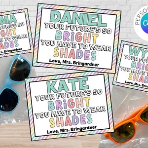 Personalized Sunglasses Gift Tag | Student Gift End of School Year ...