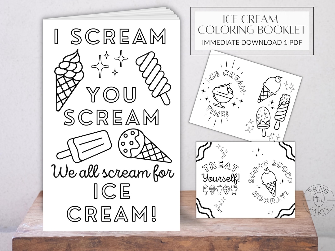 Ice Cream Coloring Booklet, Immediate Download Coloring Booklet, Party ...