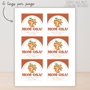 Editable Mom-osa Printable Label | Mimosa Gift Tag | Digital Download ...