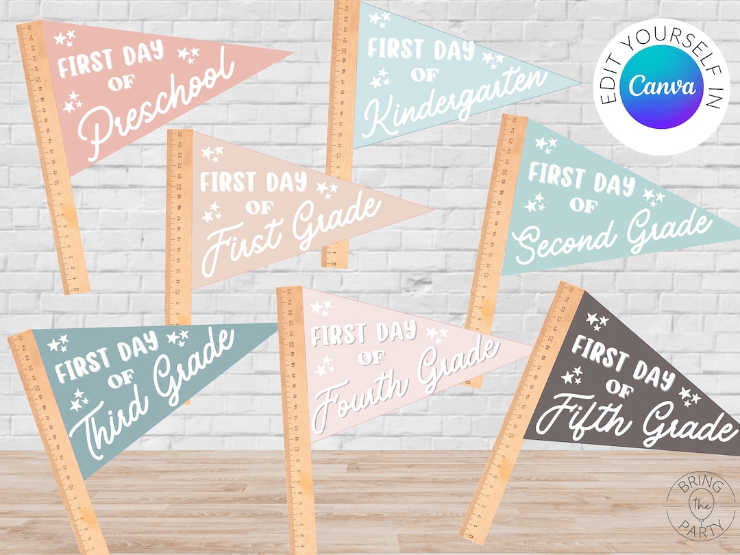 Editable & Instant Download First/last Day of School Pennant Flag ...