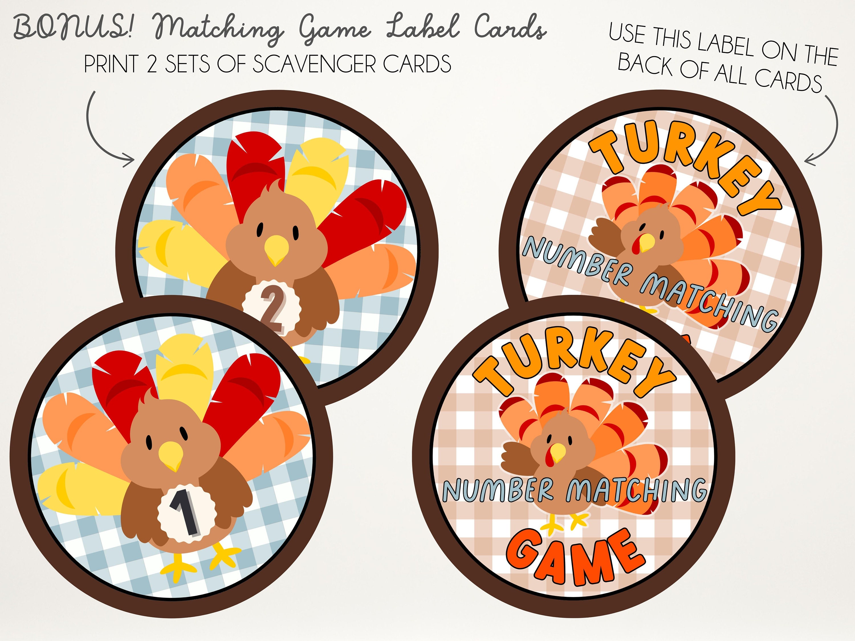 Printable Turkey Scavenger Hunt | Thanksgiving Kids Activity | Number ...