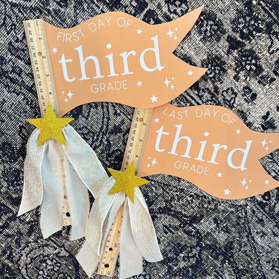 Editable Neutral Design First Last Day of School Pennant Flags ...