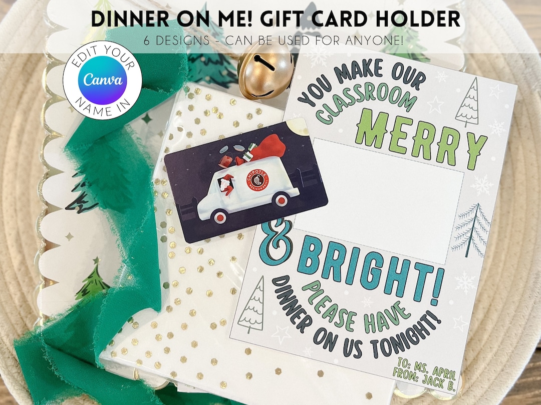 Dinner on Me Gift Card Holder for Christmas Holiday Gift | Christmas ...