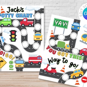 Editable Potty Chart | Potty Training Chart | Cars Sticker Chart ...