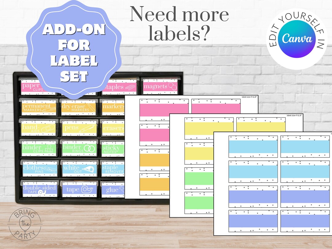 ADD ON EDITABLE Subtle Dotty Rainbow Labels for Storage Drawers | 24 ...