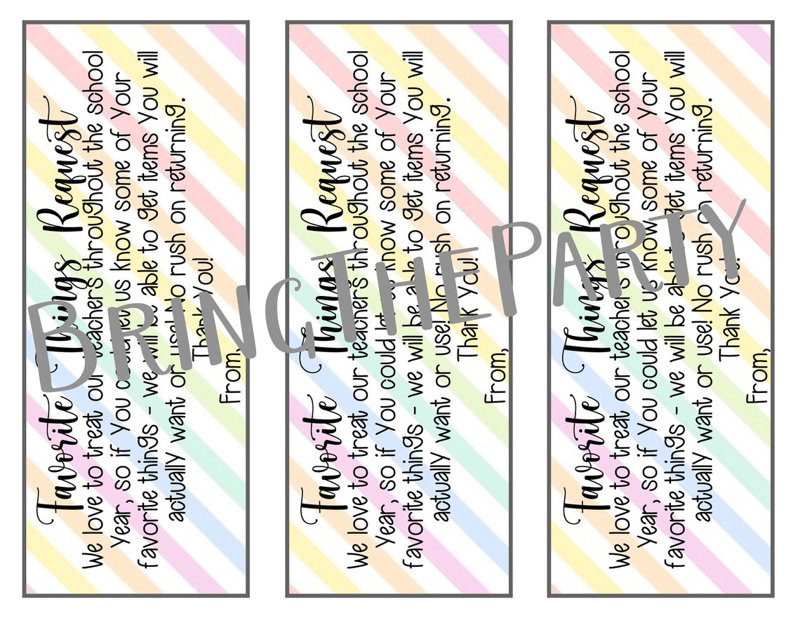 Teacher Favorite Things Survey Instant Download Beginning of - Etsy