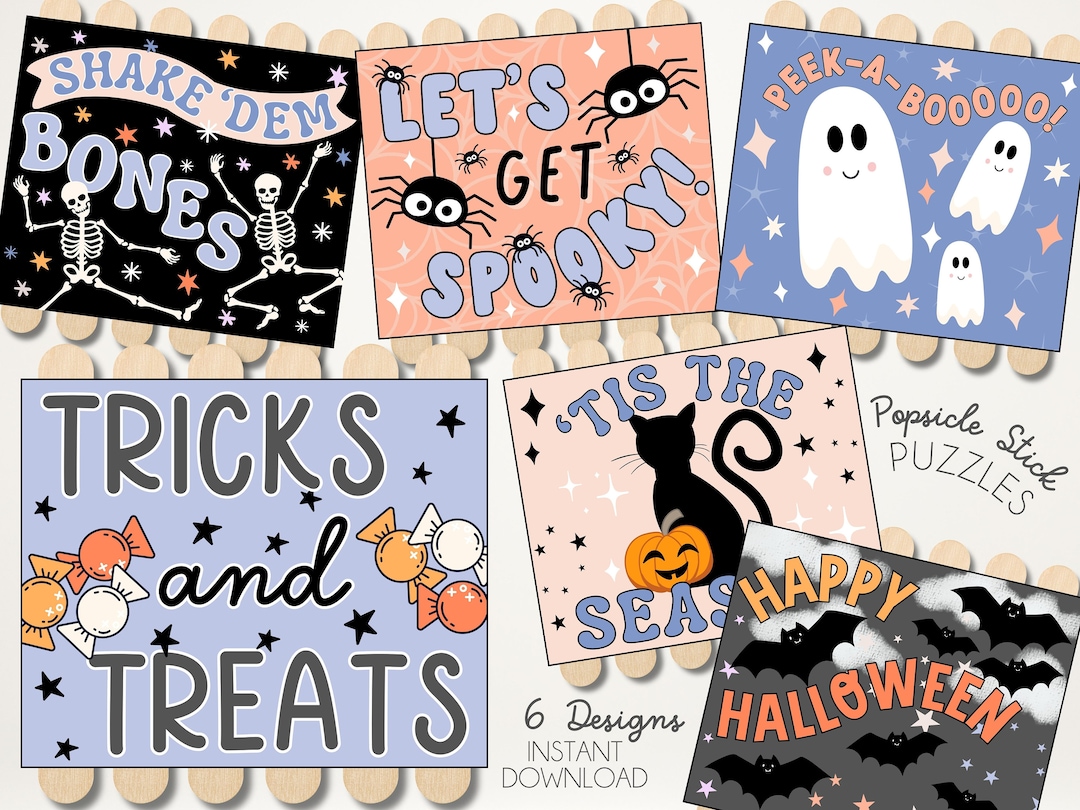 Halloween Popsicle Stick Puzzle Printable | Halloween Preschool ...