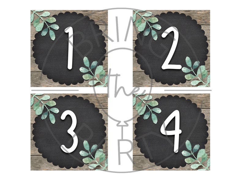 Farmhouse Greenery NUMBER LABELS for Student Book Bin Mailbox - Etsy