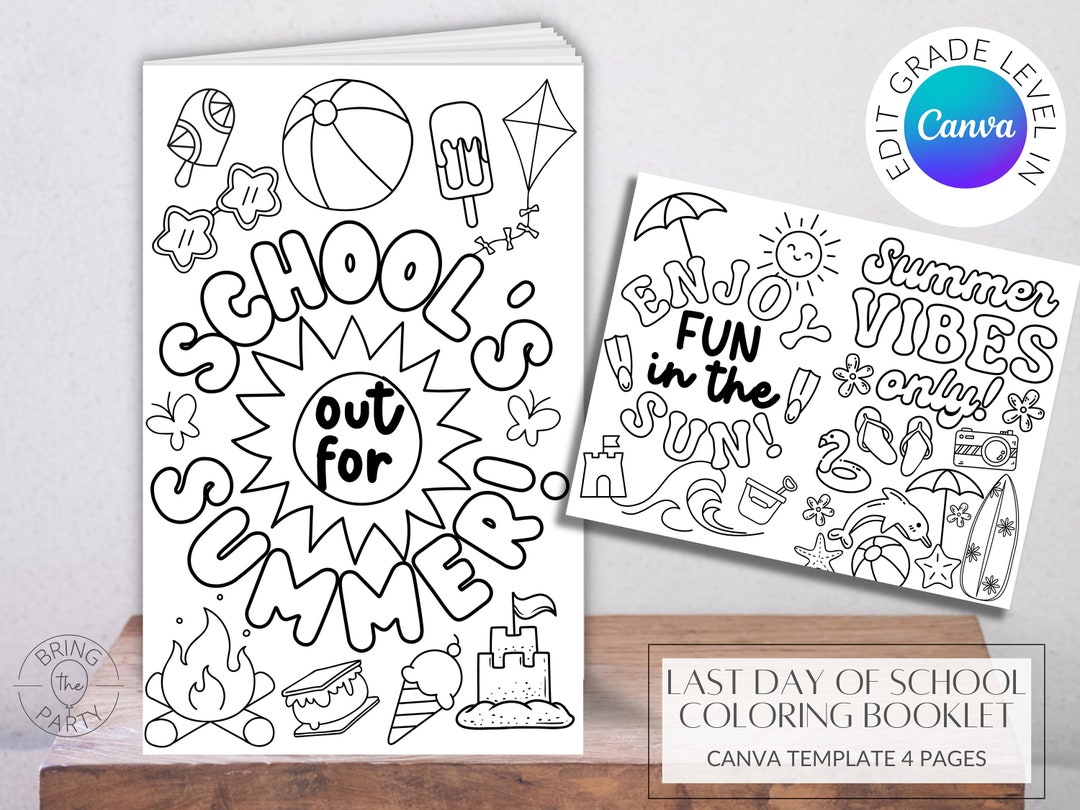 Last Day of School Coloring Booklet | Editable Canva Template Coloring ...