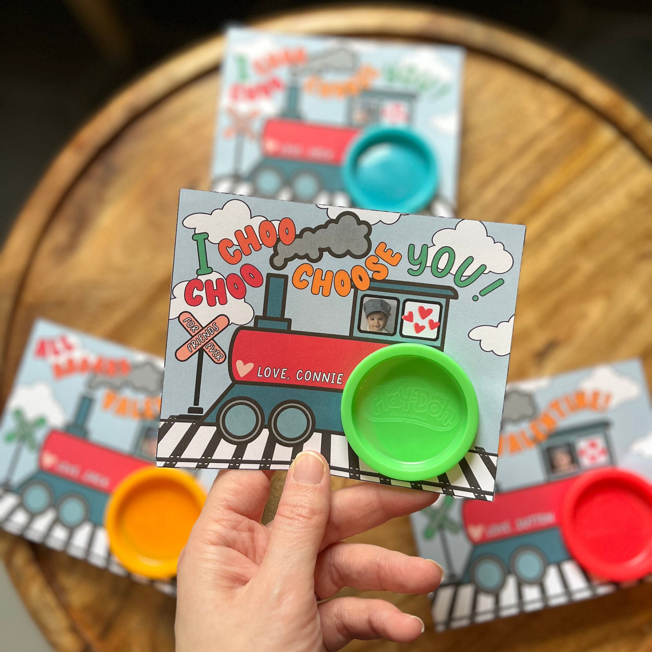 Train Valentine Play-doh Card | Choo Choose You Valentine Gift Tag ...