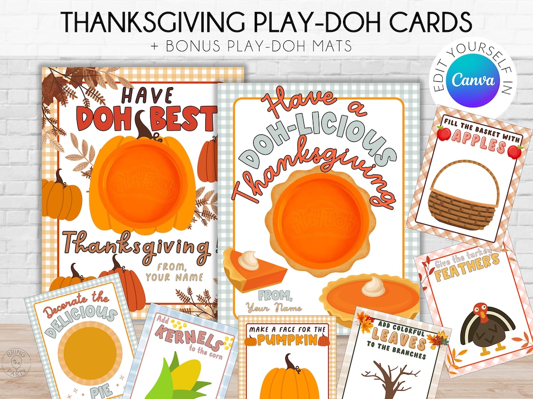 Thanksgiving Play-doh Card | Playdough Mats Kids Table | Canva Template ...