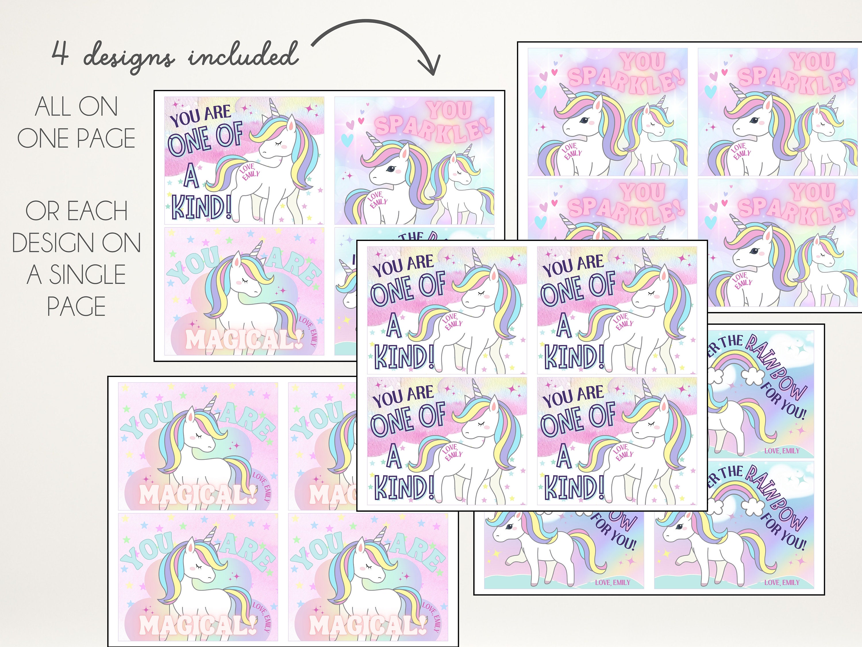 Editable Unicorn Valentine | Magical Valentine | Rainbow Valentine ...