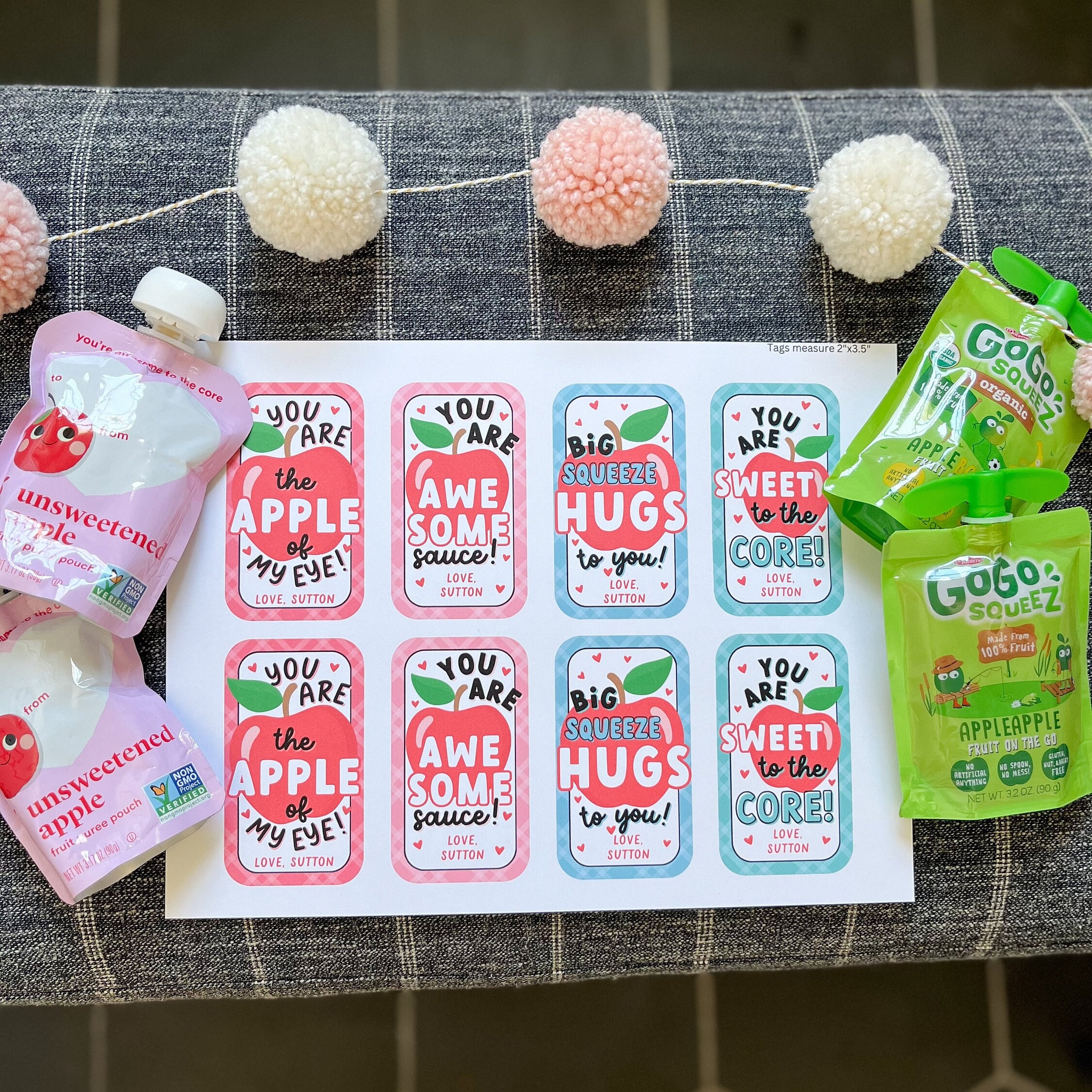 Applesauce Pouch Valentine | Applesauce Pouch Tag | Class Valentine ...
