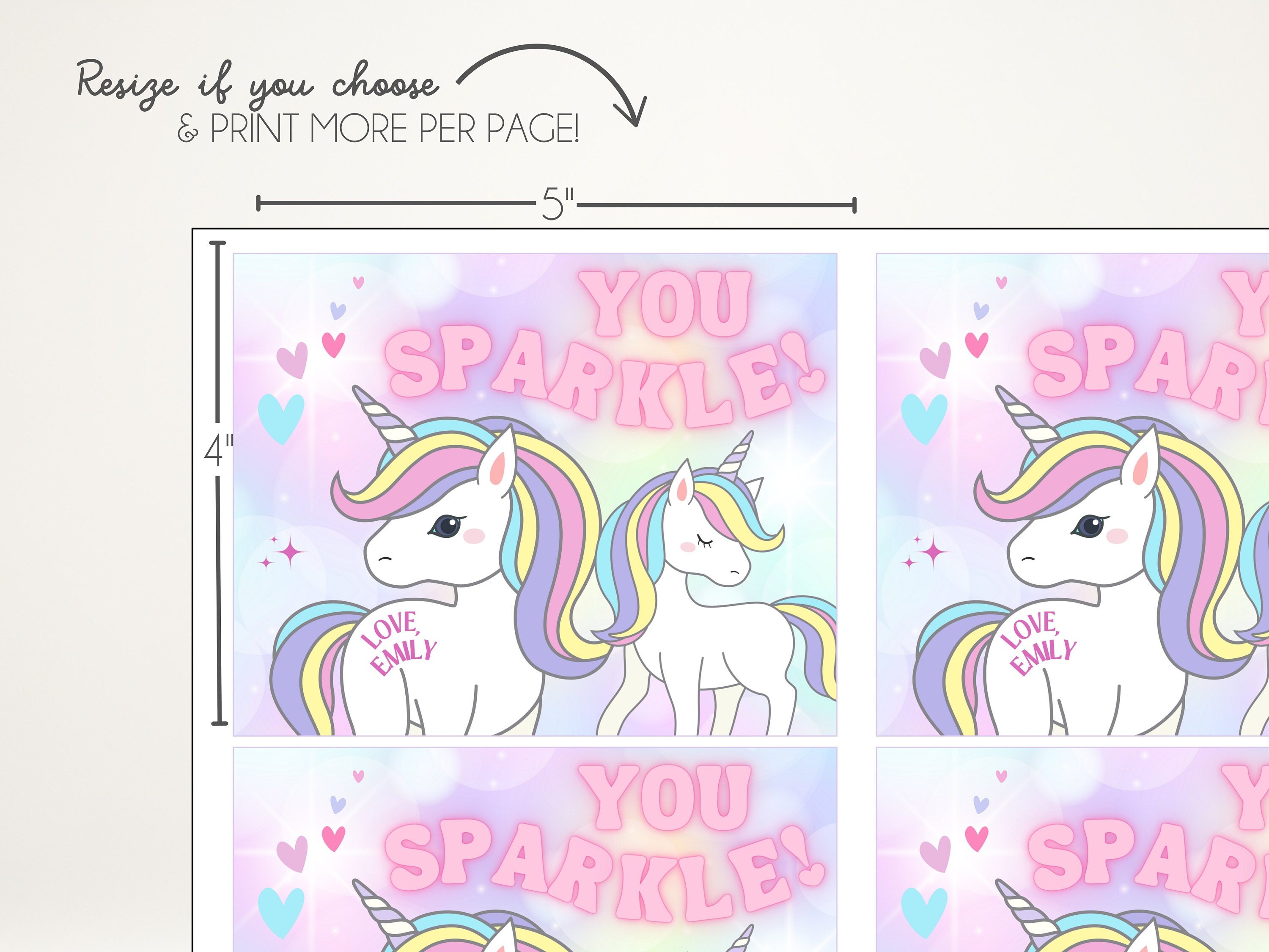 Editable Unicorn Valentine | Magical Valentine | Rainbow Valentine ...