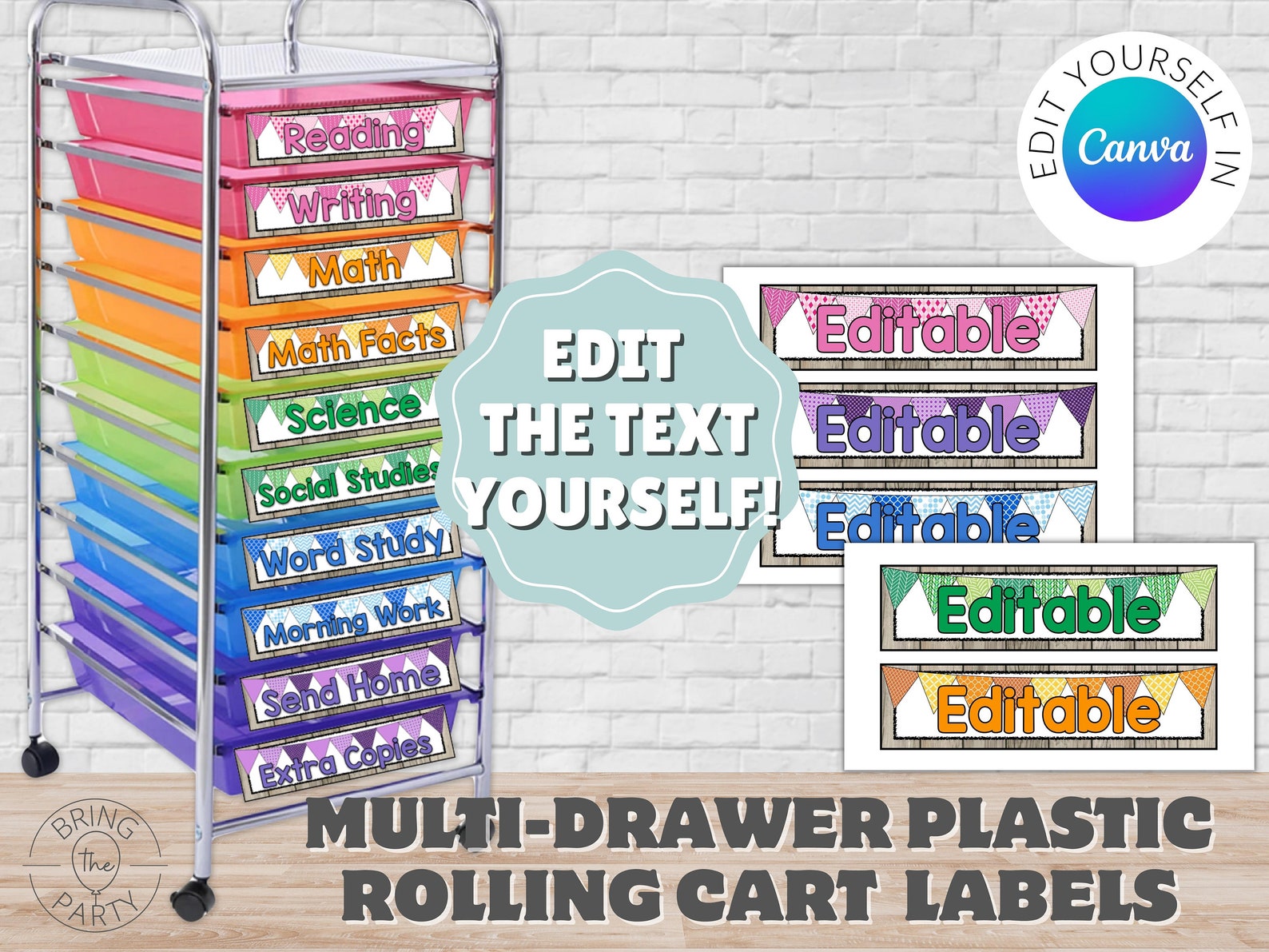 EDITABLE Labels for Rolling Cart Unit, 10-drawer Rolling Cart Drawer ...