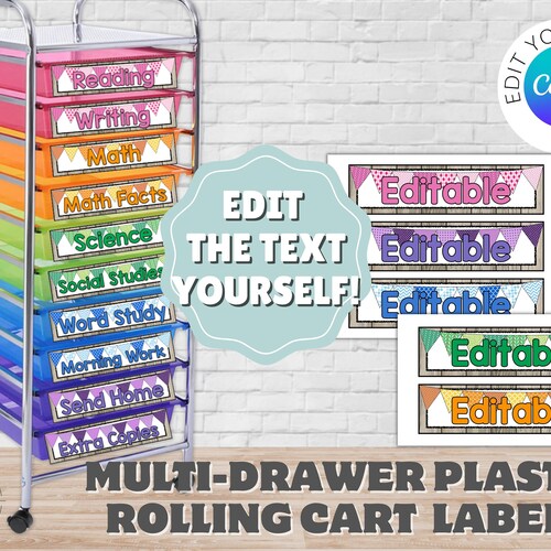 EDITABLE Colorful Rolling Cart Labels - Etsy