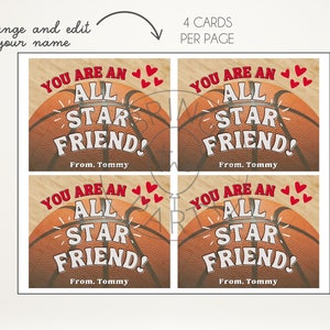 Editable Basketball Valentine | Sports Valentine | School Valentine ...