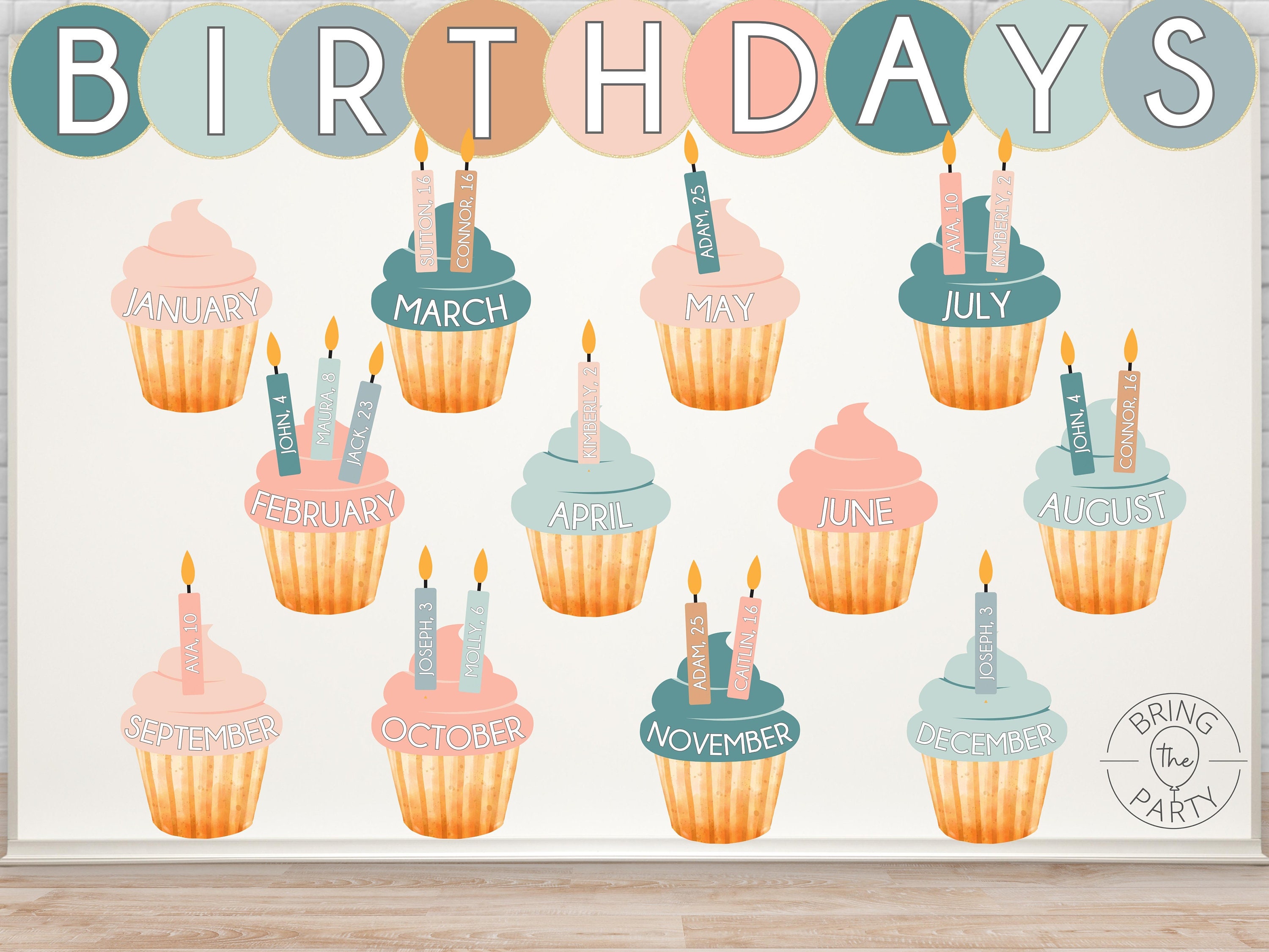 Editable Neutral Calming Colors Birthday Display Board | Classroom ...