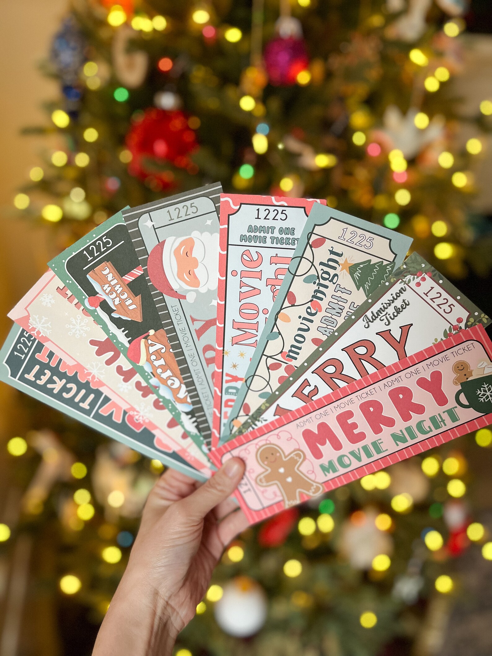 Printable Merry Movie Night Tickets | Christmas Movie Night Instant ...