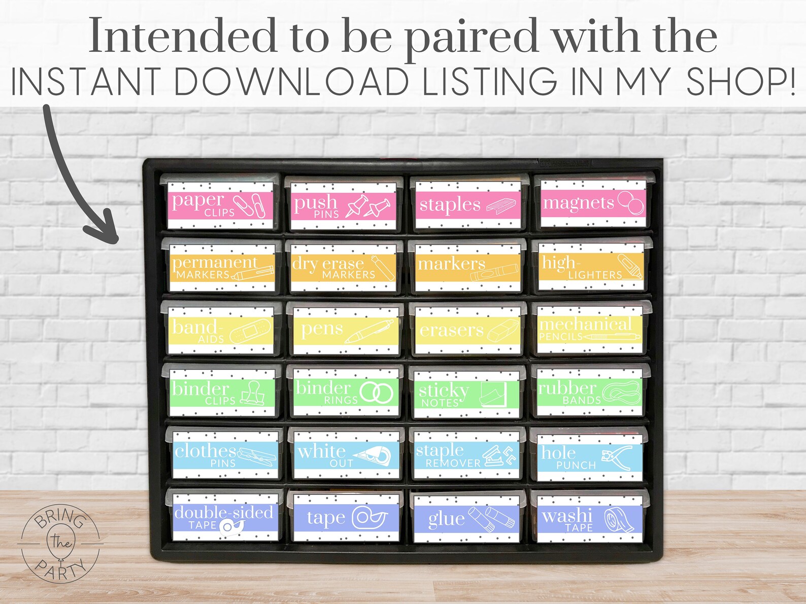 ADD ON EDITABLE Subtle Dotty Rainbow Labels for Storage Drawers | 24 ...