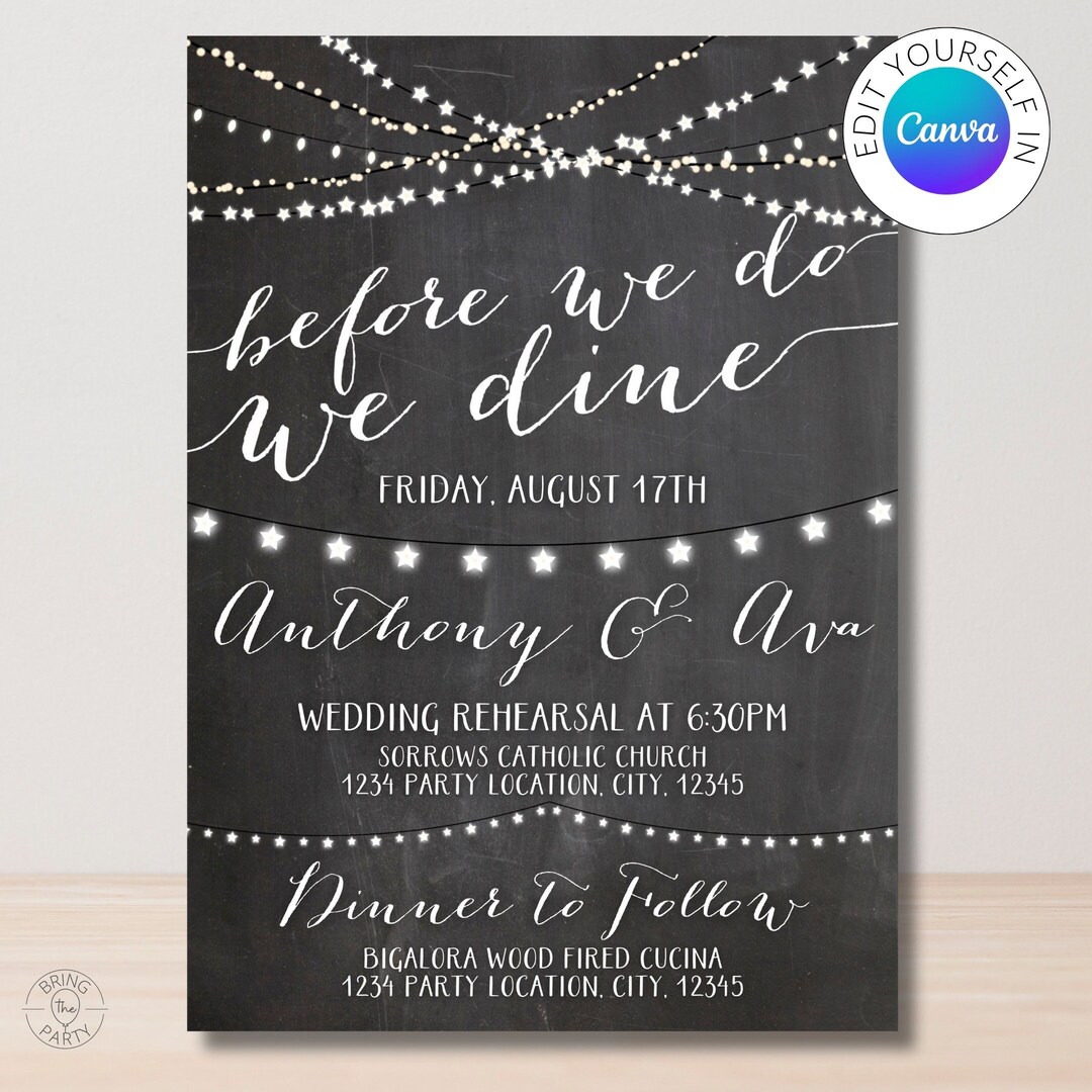 Editable Wedding Rehearsal Dinner Invitation | Before We Do, We Dine ...
