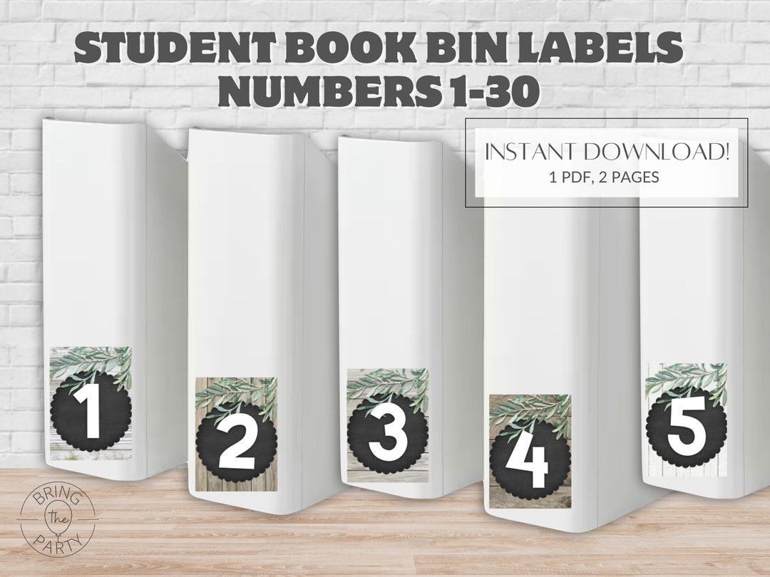 NUMBERS for Student Book Bin, Reading Bin, Classroom Numbers, Greenery ...