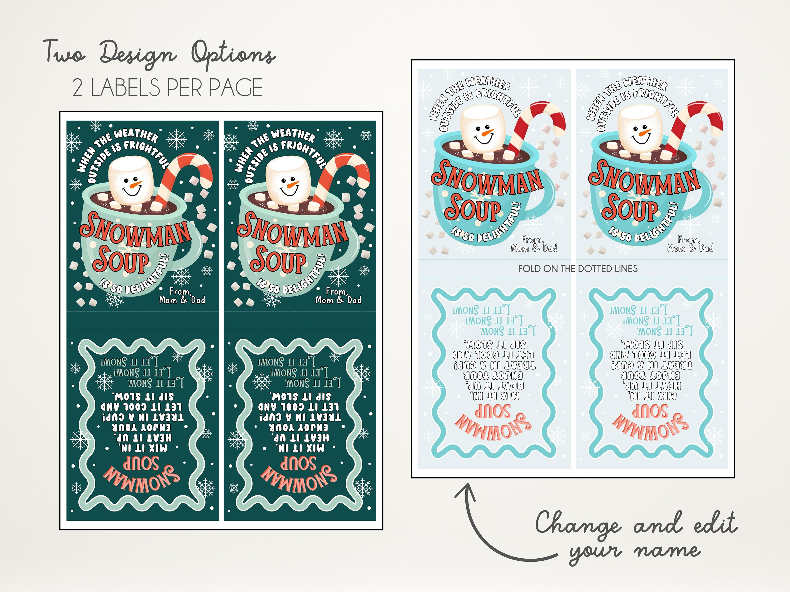 Snowman Soup Printable Wrap | Hot Cocoa Kit | Snowman Soup Gift Tag ...