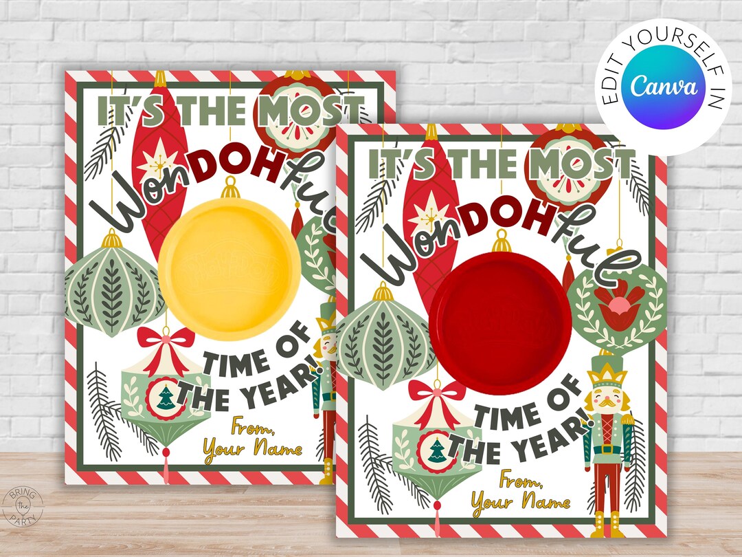 Christmas Play-doh Card | Canva Template Party Favor | Non Candy Party ...