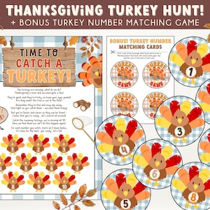 Printable Turkey Scavenger Hunt | Thanksgiving Kids Activity | Number ...