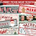 Printable Merry Movie Night Tickets | Christmas Movie Night Instant ...