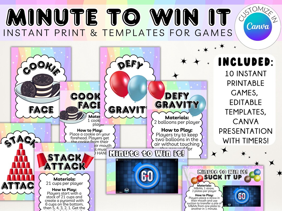 Minute to Win It Printable Games | End of Year Classroom Celebration ...