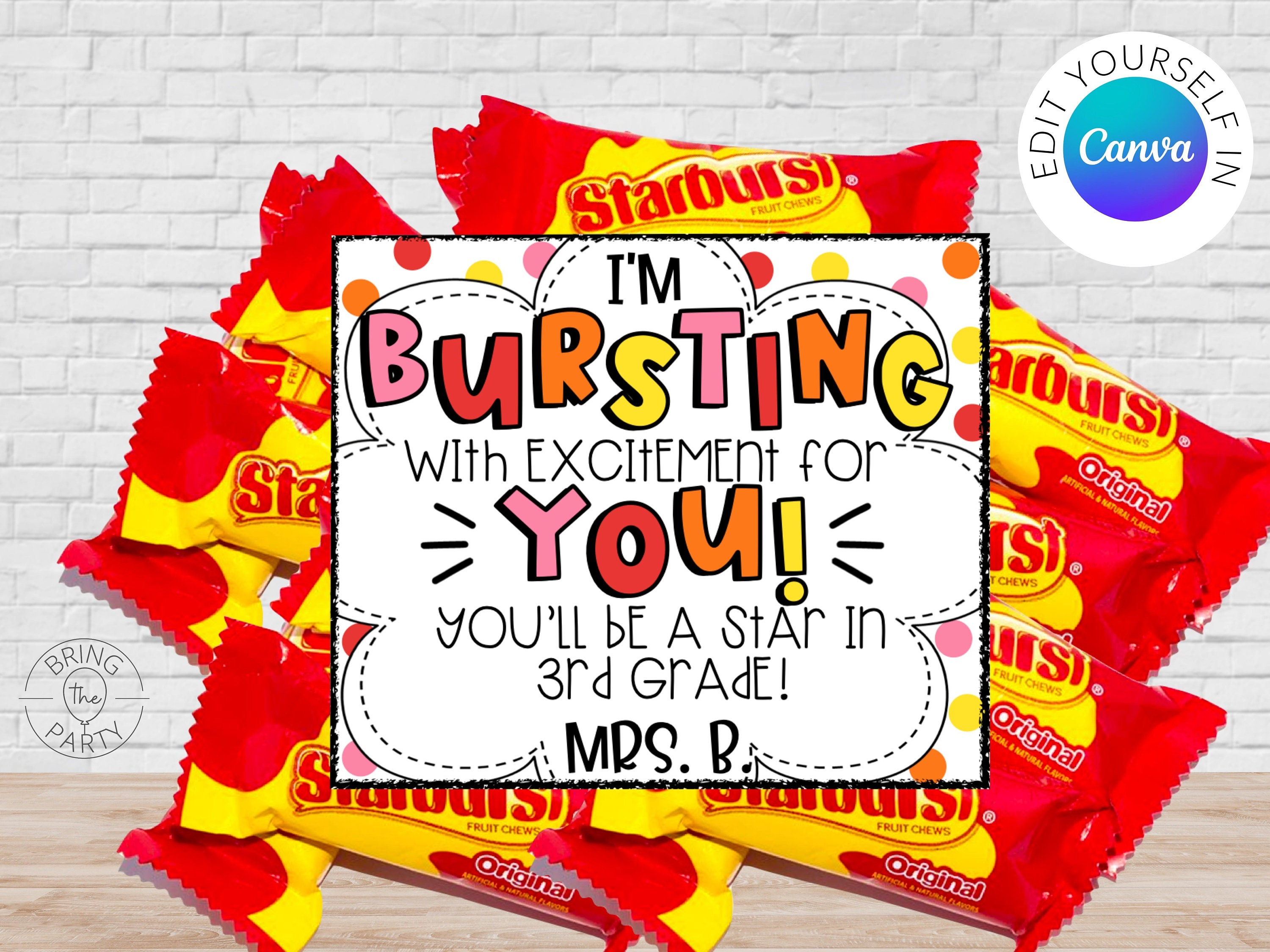 Student Treat Label, Beginning of the Year School Gift Label ...