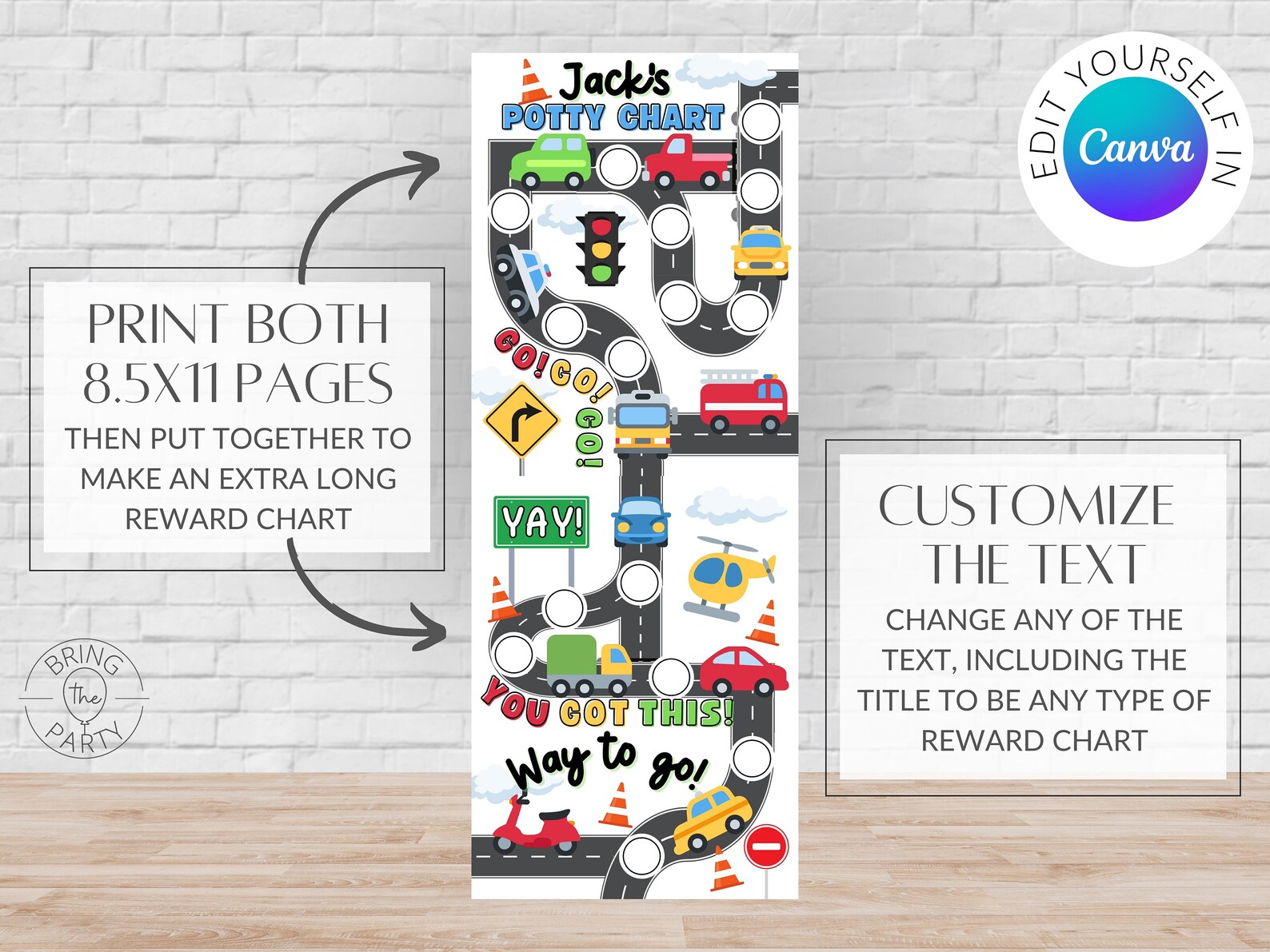 Editable Potty Chart Potty Training Chart Cars Sticker - Etsy