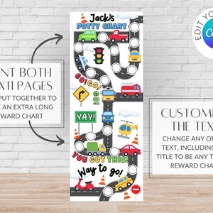 Editable Potty Chart | Potty Training Chart | Cars Sticker Chart ...