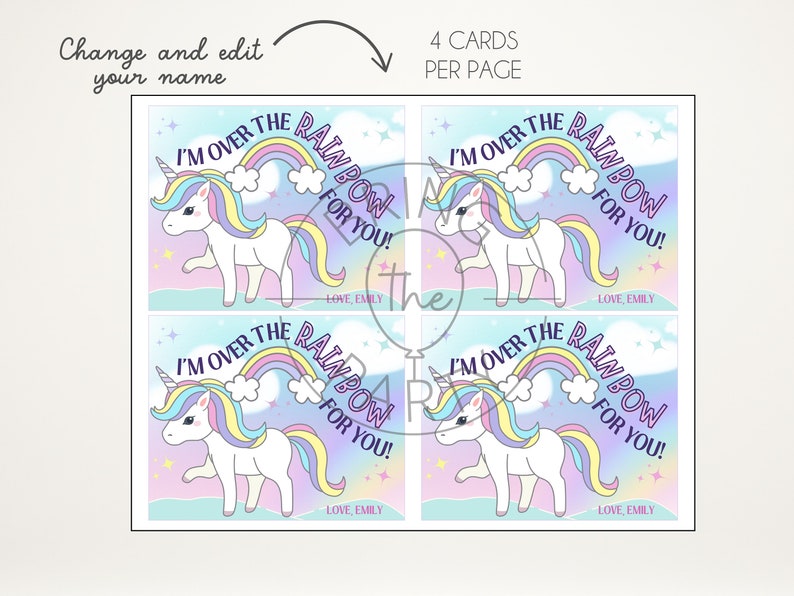 Editable Unicorn Valentine | Magical Valentine | Rainbow Valentine ...