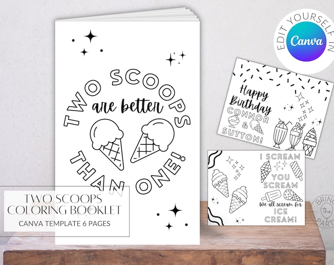 TWINS Two Scoops Are Better Than One Coloring Booklet, Editable Canva ...