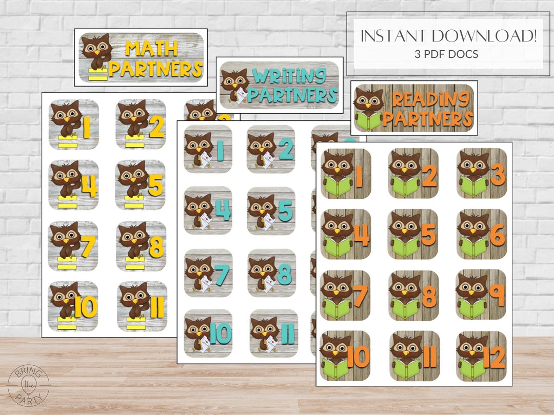 STUDENT PARTNERS OWLS, Reading, Writing, Math Partners Farmhouse Rustic ...